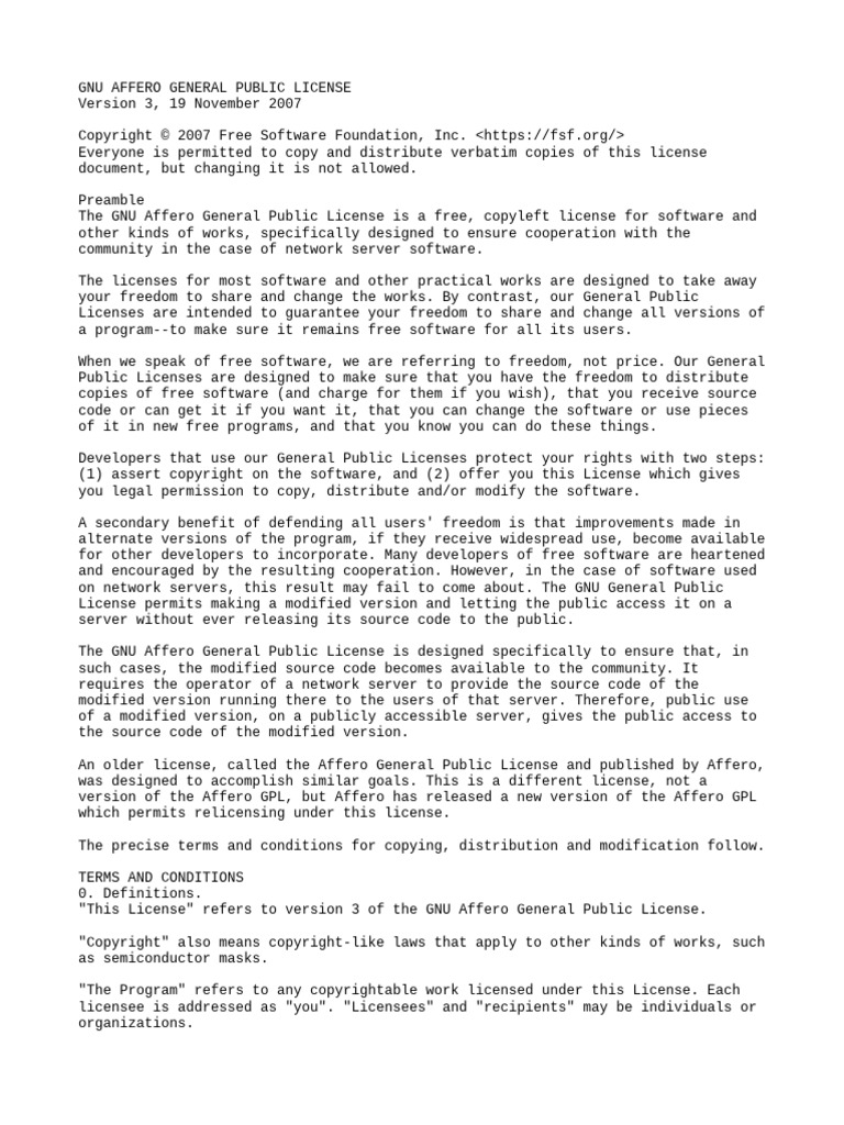 AGPL.v3.0 | PDF | License | Free Software