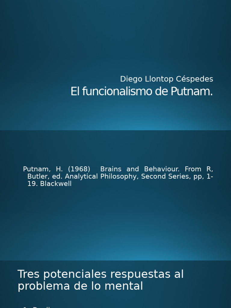 El Funcionalismo de Putnam | PDF | Ciencia y matemáticas