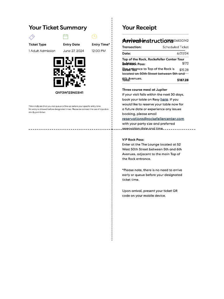 Tikets The Rock | PDF