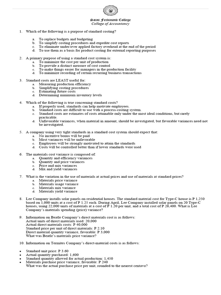 Variance Analysis Problem Solving Pdf Prices Cost Accounting 3915