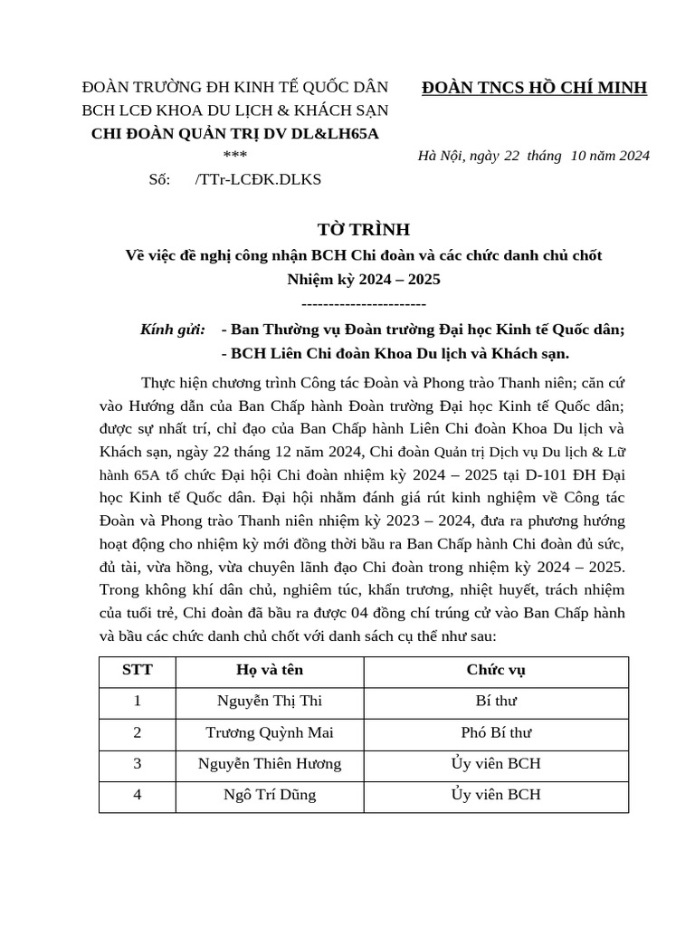 TTR CÔNG NHẬN BCH | PDF