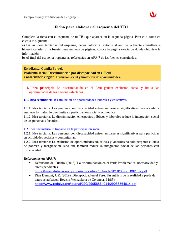 TB1 Ficha Individual para El Esquema | PDF