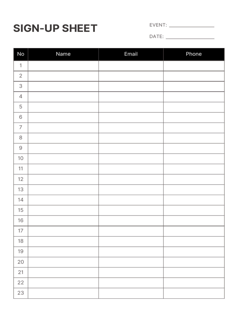 Gray Beige Minimalist Sign Up Sheet Form | PDF