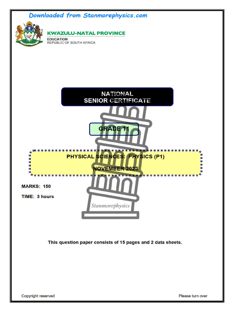 Physical Science Grade 11 November 2023 P1 and Mem - 240918 - 214650 | PDF