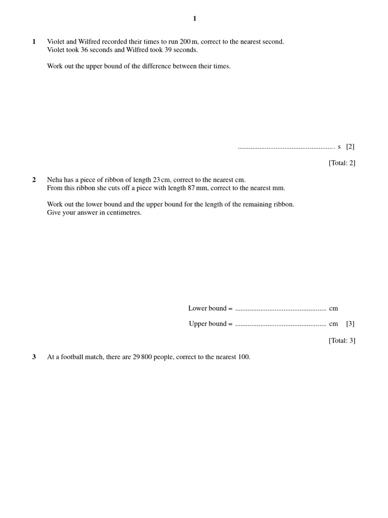 Year 10 - UB and LB Revision | PDF | Area | Length