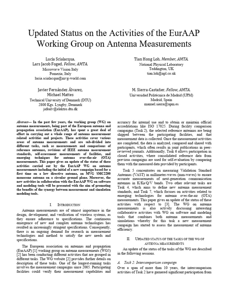 Updated Status On The Activities of The Euraap Working Group On Antenna Measurements | PDF ...
