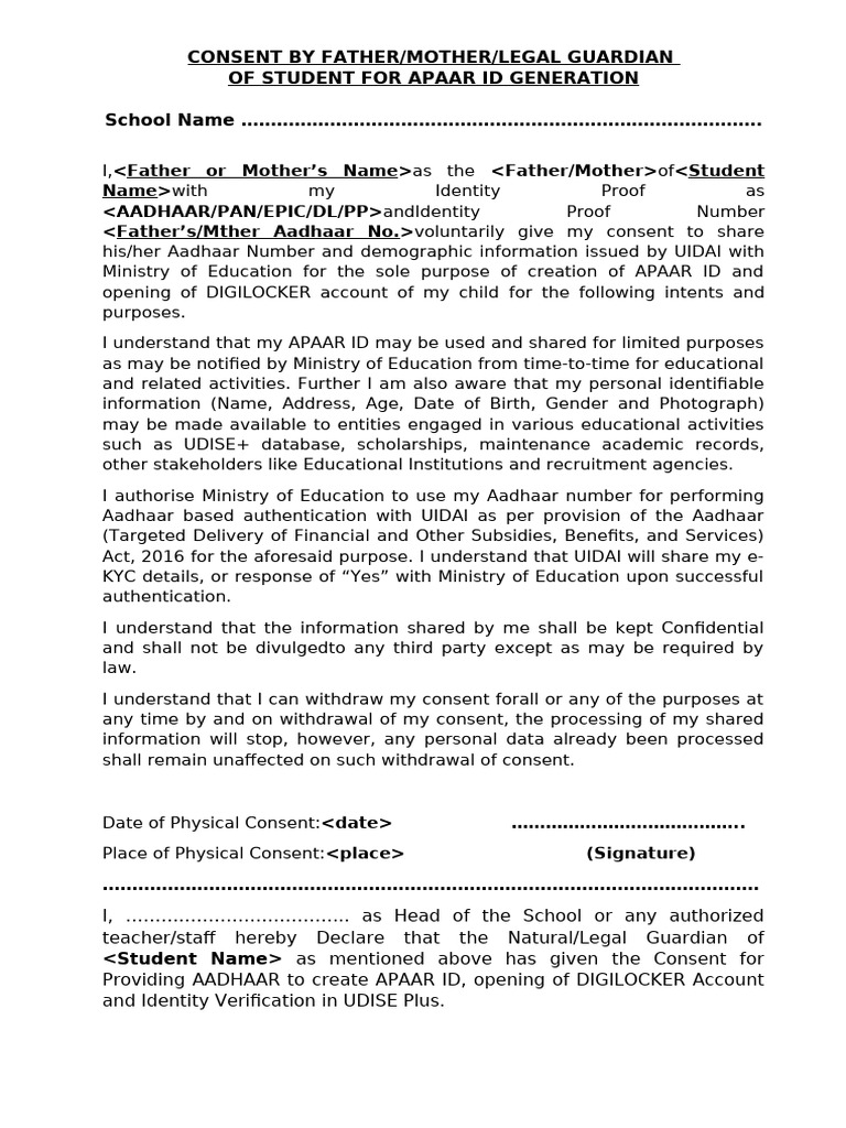 Sample English Consent Form APAAR | PDF | Privacy | Justice