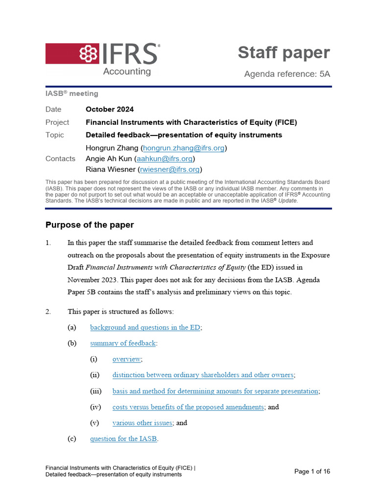 Ap5a Feedback Equity Instruments | PDF | Equity (Finance) | International Financial Reporting ...