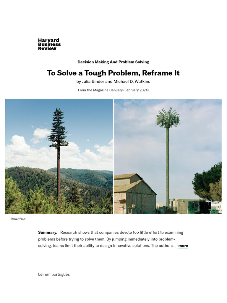 To Solve A Tough Problem, Reframe It | PDF | Goal | Marketing