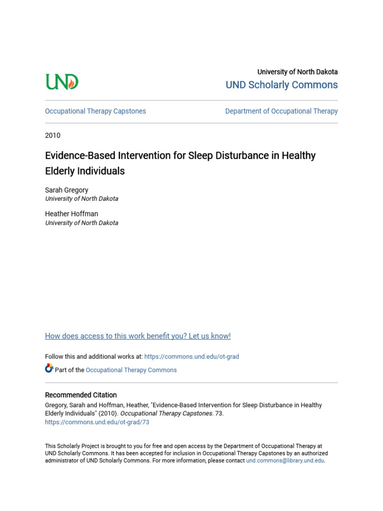 Evidence Based Intervention For Sleep Disturbance in Healthy Elde | PDF ...