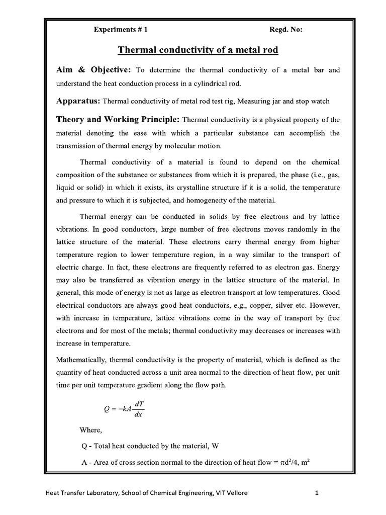 1-1-Thermal Conductivity of A Metal Rod-19-12-2022 | PDF