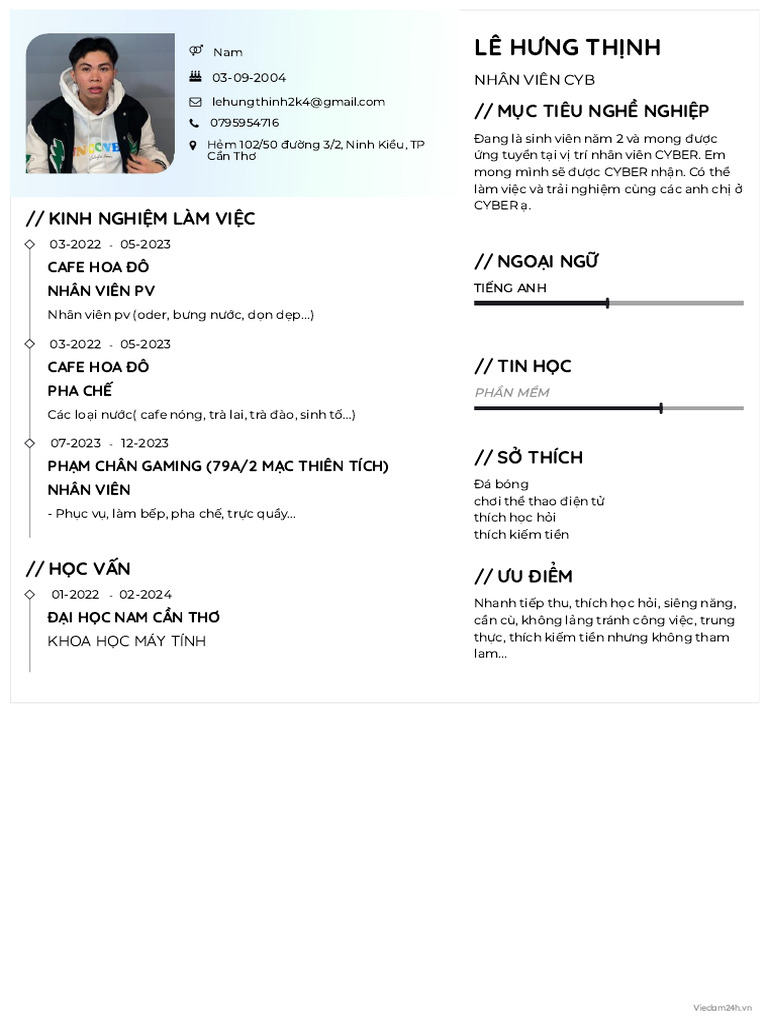 Le Hung Thinh CV Vieclam24h vn1708690500 170869050325 | PDF