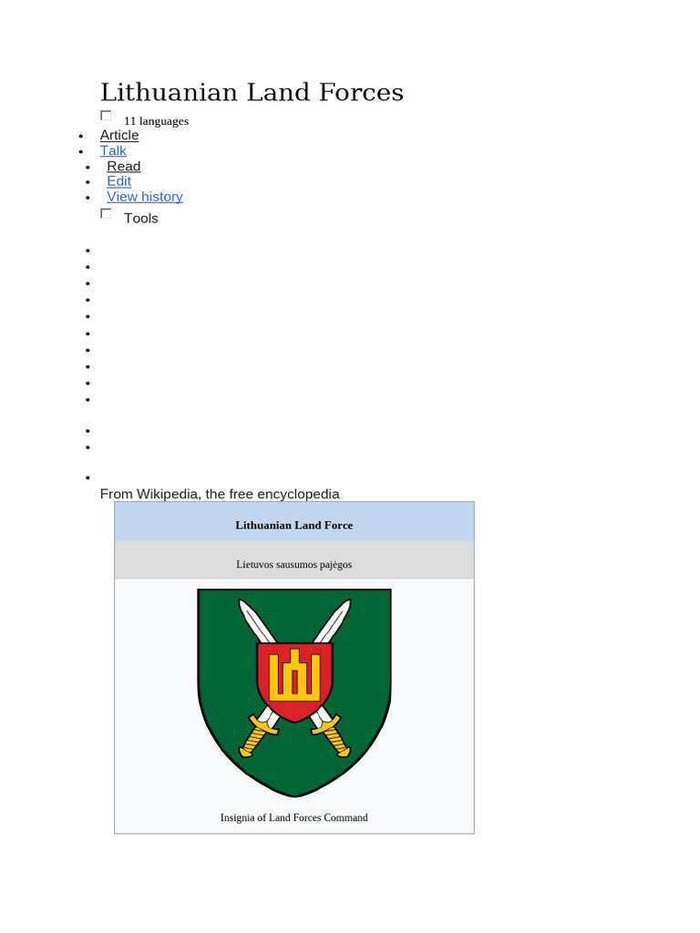 Lithuanian Land Forces | PDF | Military Organization | Military Units ...