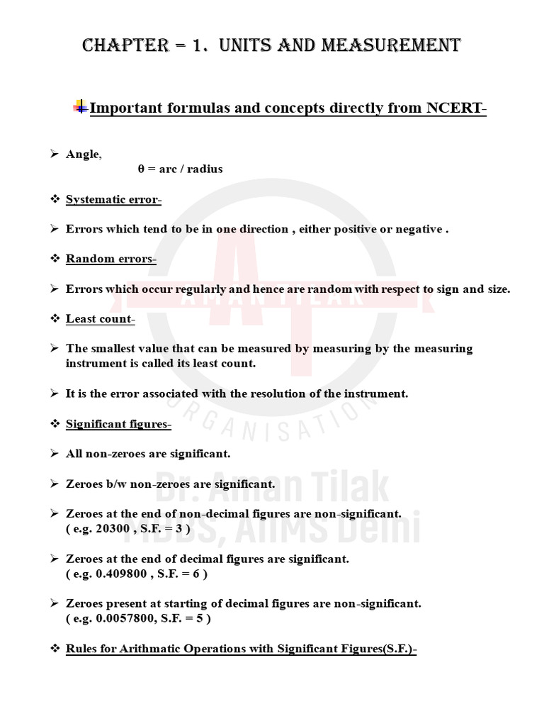 Units and Measurement | PDF