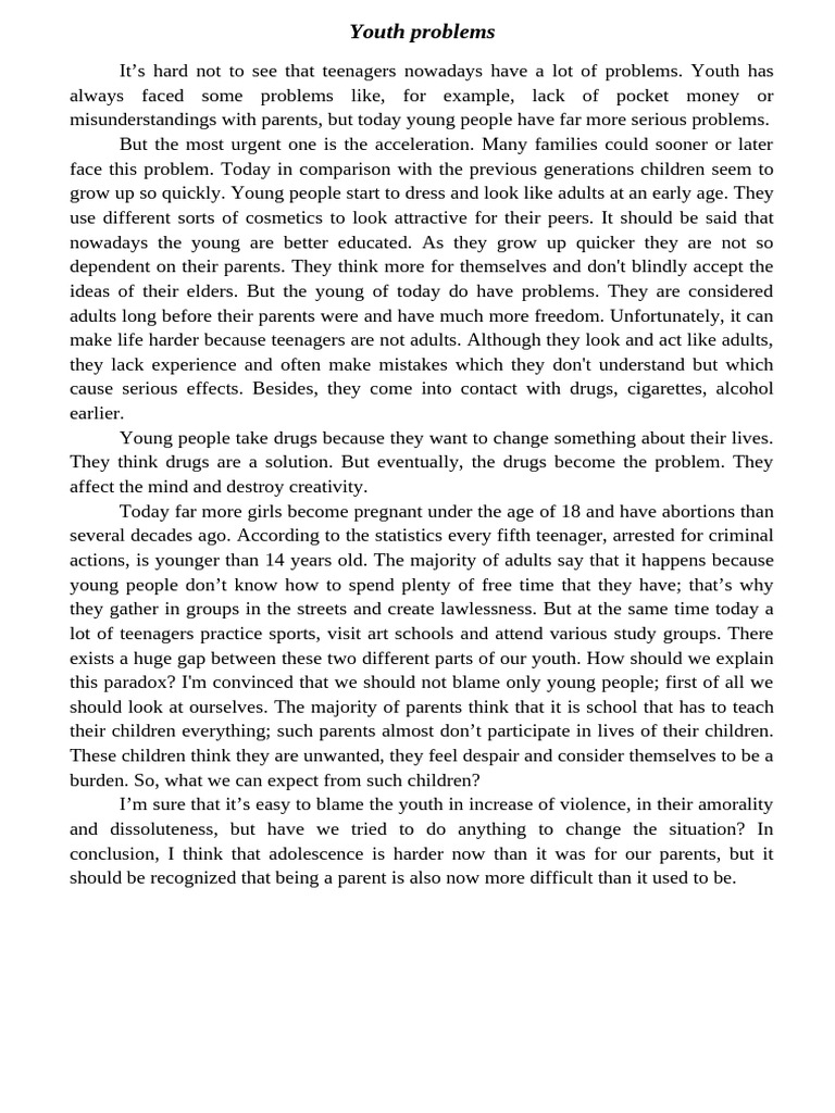 Youth Problems | PDF | Adolescence | Human Development
