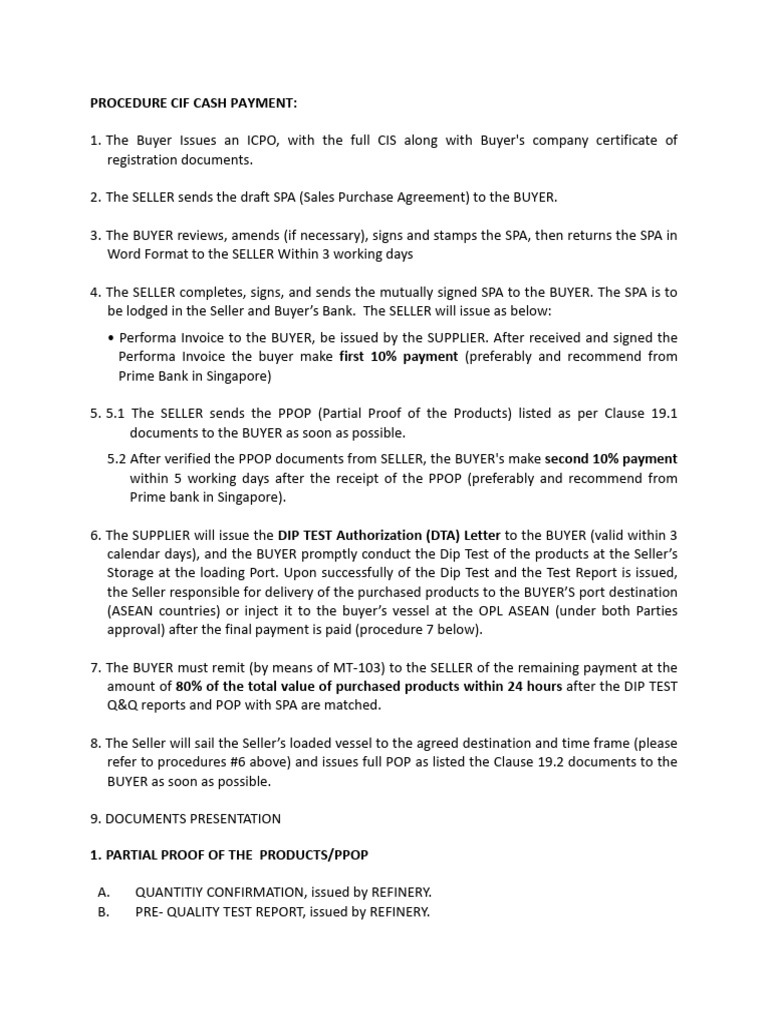 Procedure Cif Cash Payment | PDF | Finance & Money Management