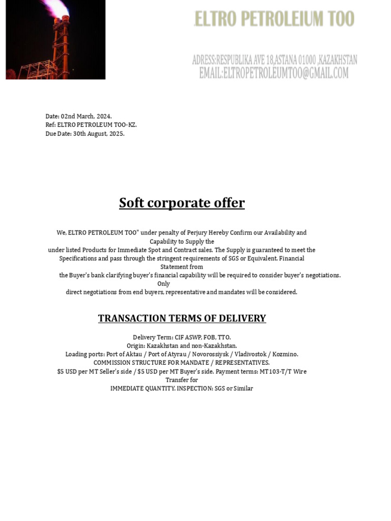 Eltro Petroleum Too Sco Sco | PDF | Letter Of Credit | Receipt