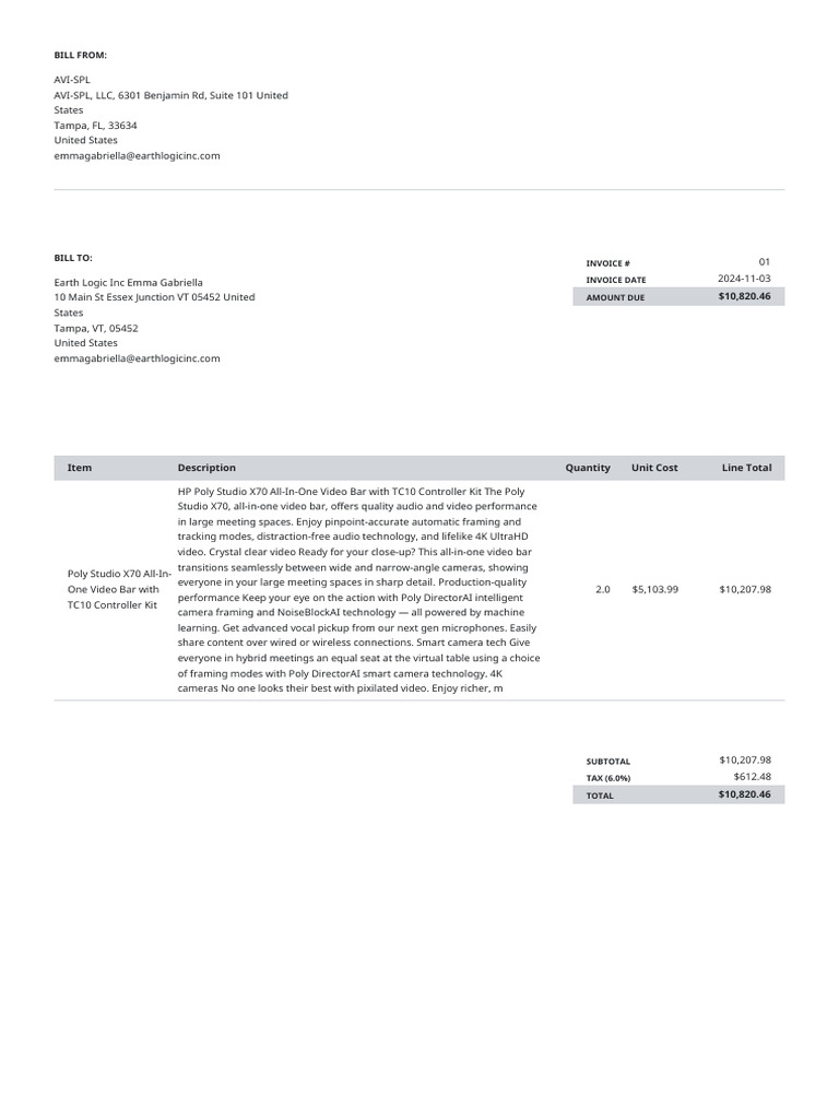 Invoice | PDF | Video | Electronics