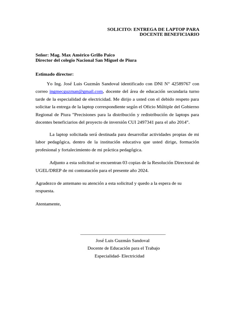 SOLICITO Laptop | PDF | Crecimiento personal y profesional