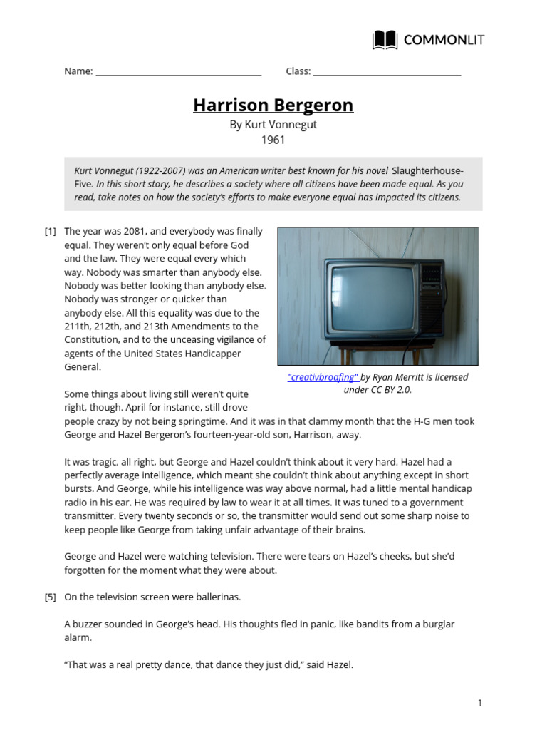 Harrison Bergeron-English | PDF | Mystery, Thriller & Crime Fiction