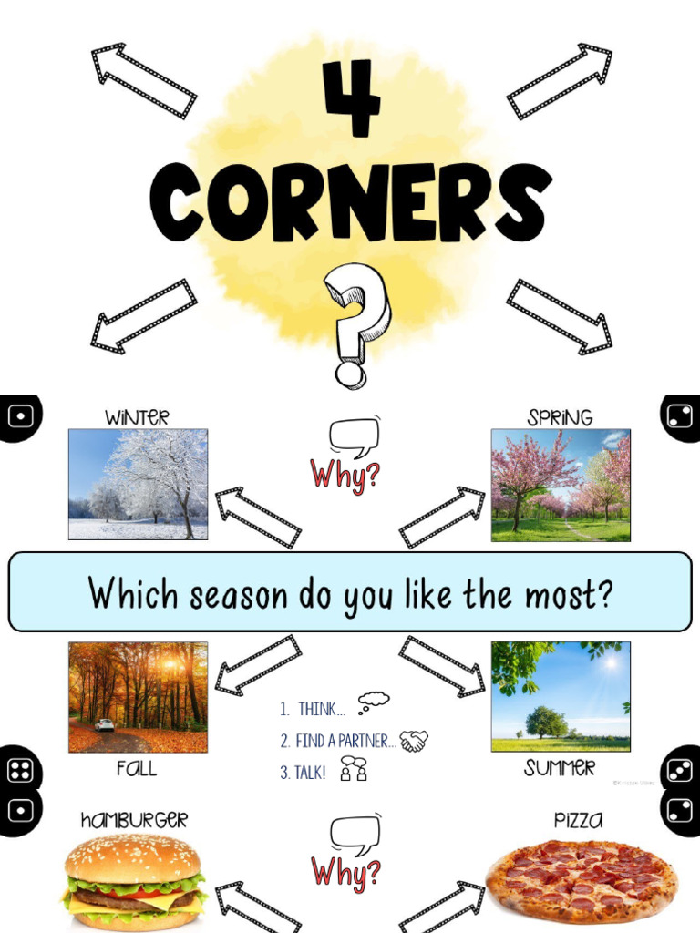 4 Corners - Warm Up - Get To Know You - Activities | PDF