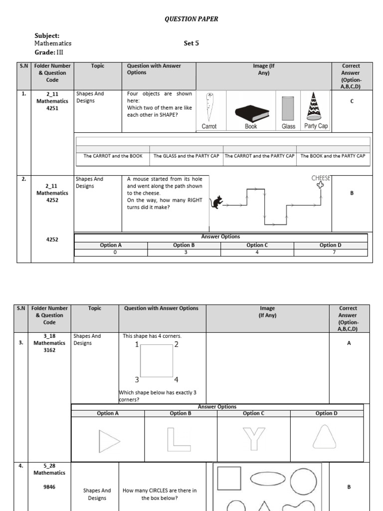 set-5-math-class-3 | PDF | Shape | Mathematics