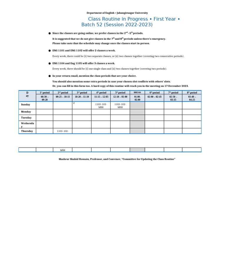 Routine Batch 52 PROPOSAL | PDF