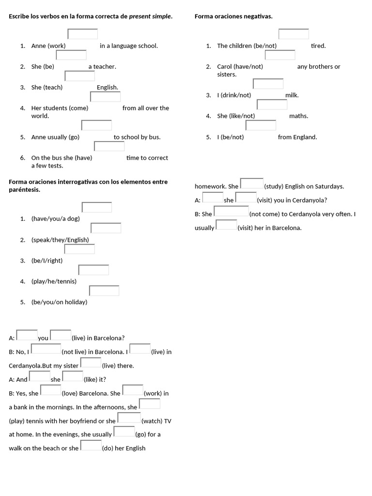 Ejercicios T3 Presente Simple y Vocabulario | PDF | Language Arts & Discipline | Foreign ...