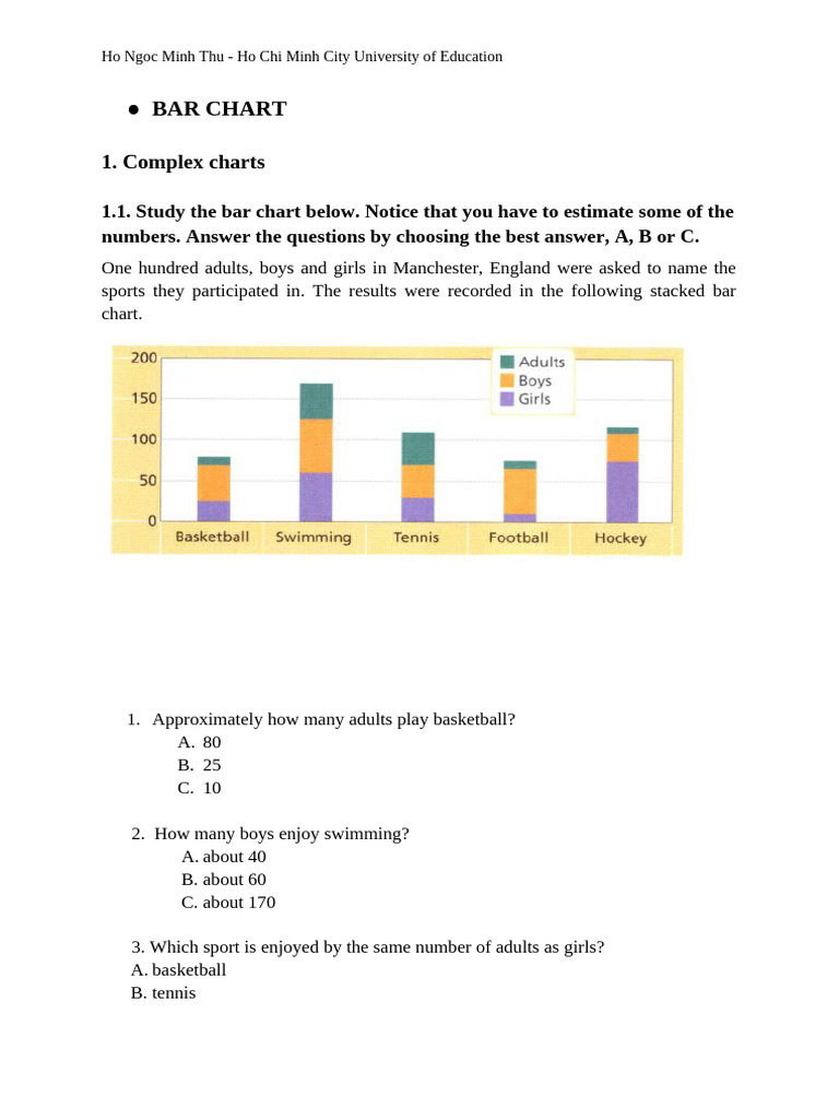 Writing Task 1 Bar Chart Worksheet | PDF | Subject (Grammar) | Linguistics