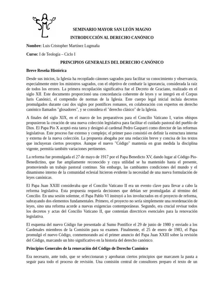 Principios Del Derecho Canonico | PDF | Derecho Canónico | Concilio ...