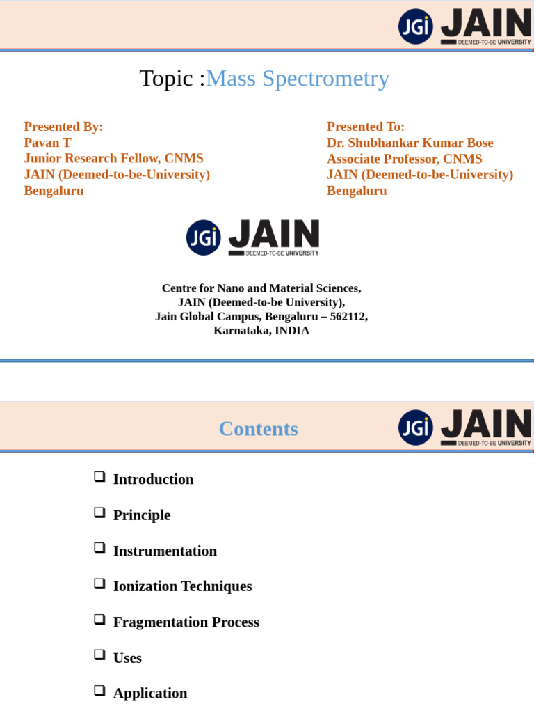 Mass Spectrometry Subhankar Bose Sir | PDF | Mass Spectrometry | Ion