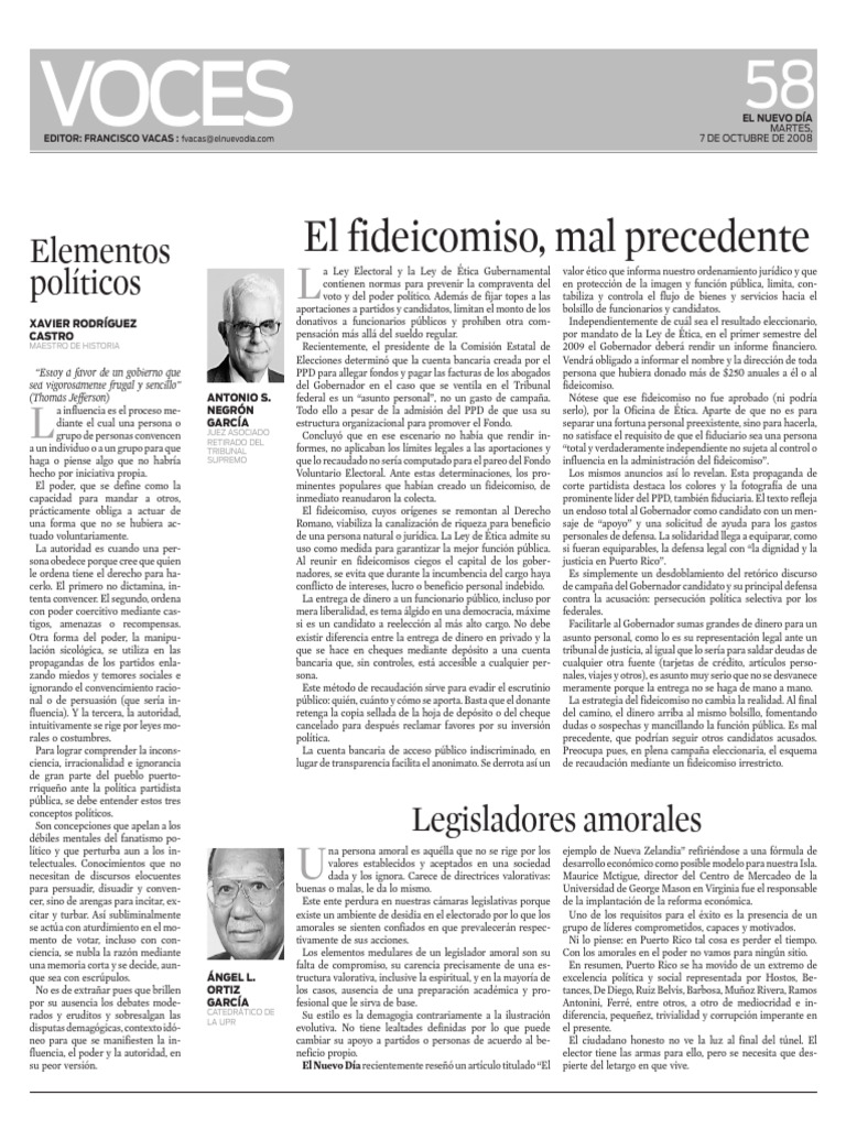 Columna Elementos Politicos Periodico El Nuevo Dia | PDF | Ciencias ...