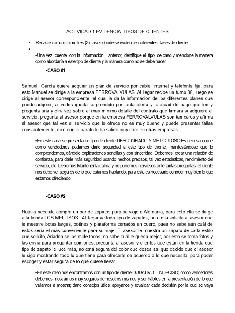 Casos Servicio Al Cliente Yanet | PDF | Cliente