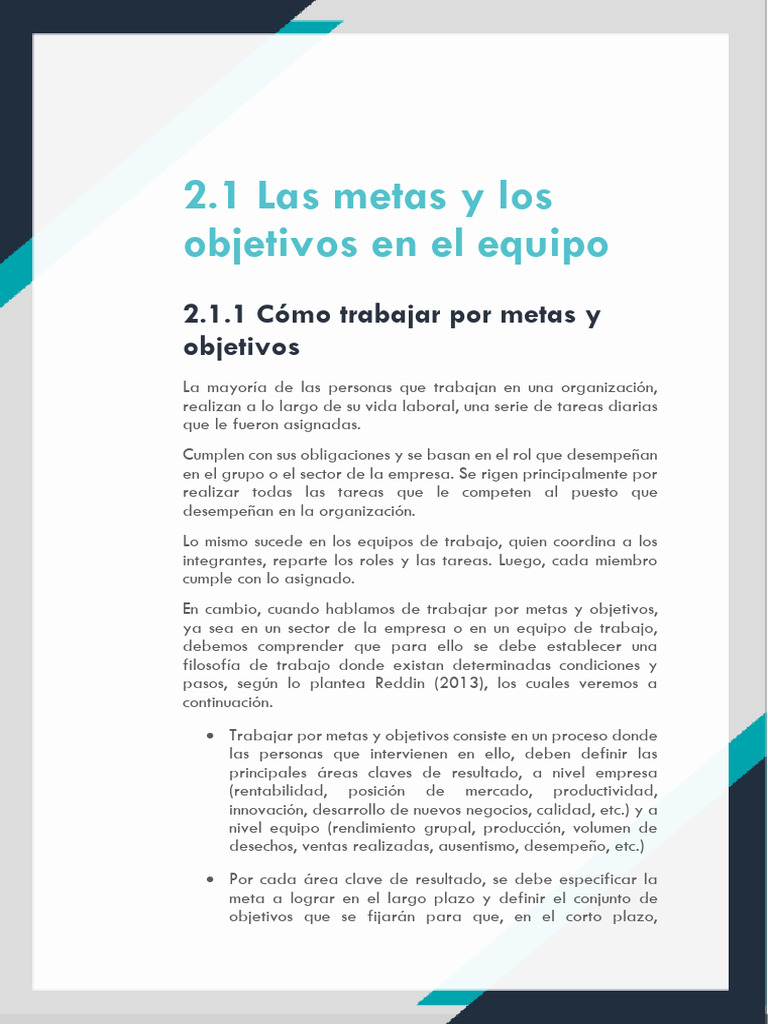 Lectura 2 La Fijación de Metas y Objetivos en El Equipo | PDF ...