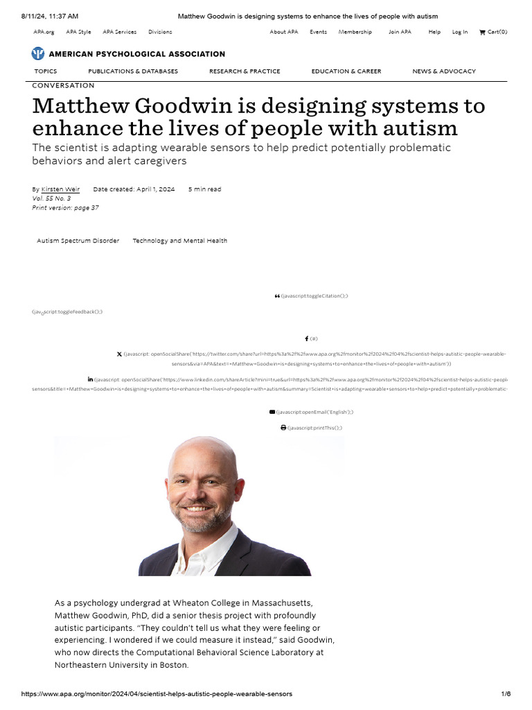 Matthew Goodwin Is Designing Systems To Enhance The Lives of People ...