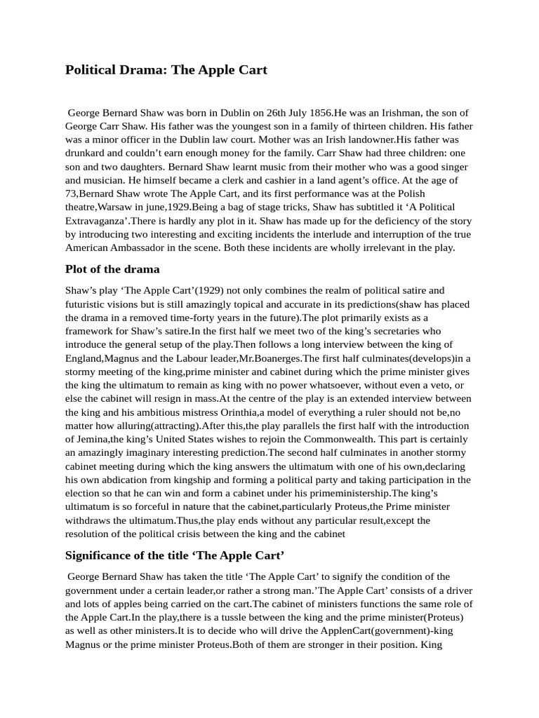 The Apple Cart | PDF | George Bernard Shaw