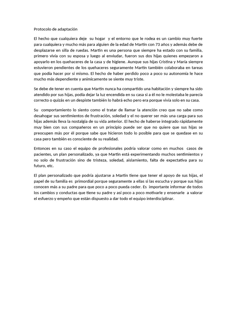 Protocolo de Adaptación Martin | PDF | Salud y bienestar