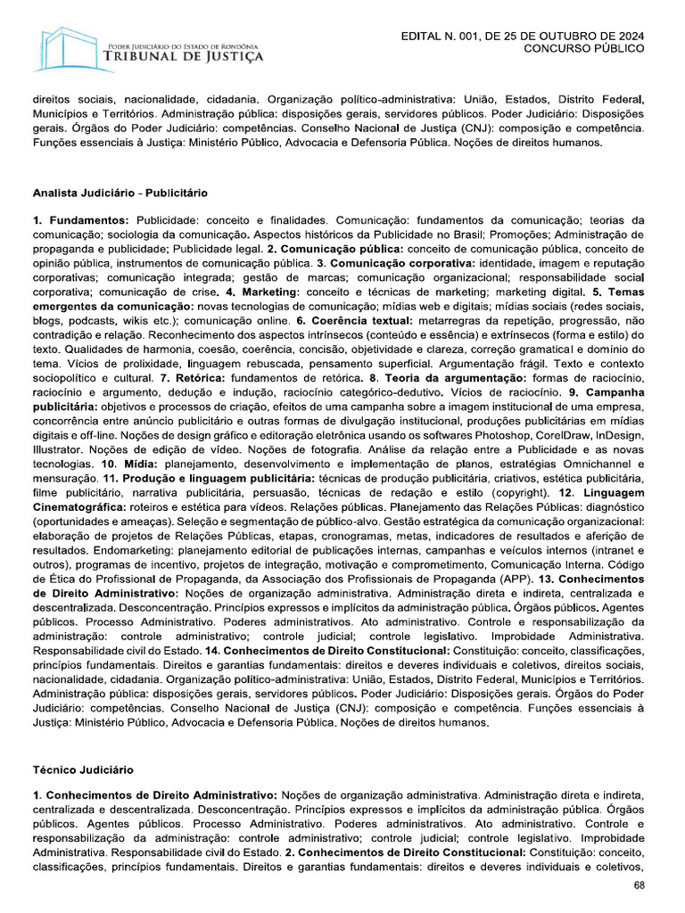 Parte 3 Do Edital Do TJRO 2024 | PDF