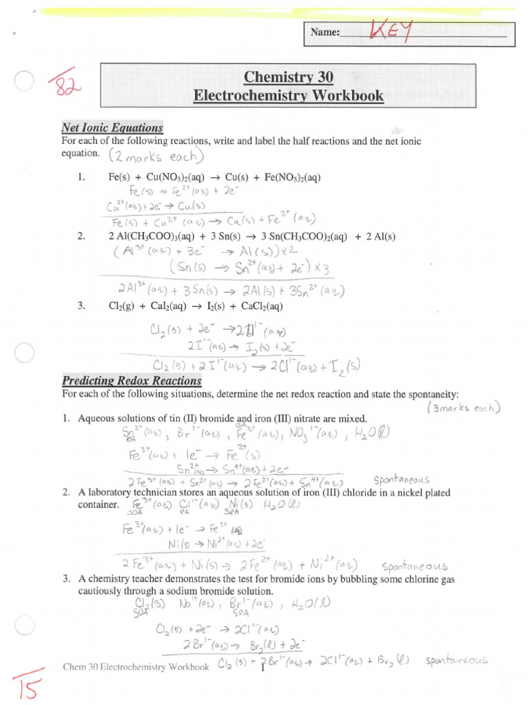 Workbook Answers - Electrochem | PDF
