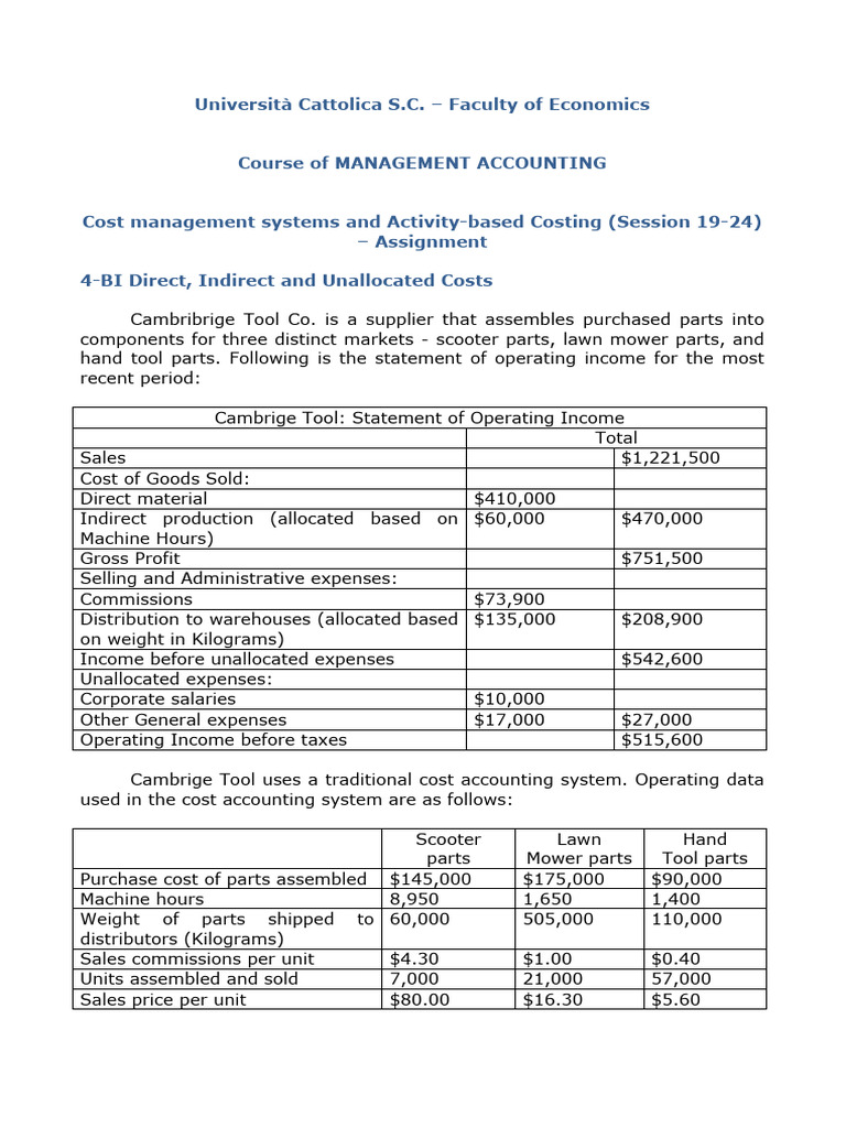 Management Accounting Exercises | PDF | Banks | Cost Accounting