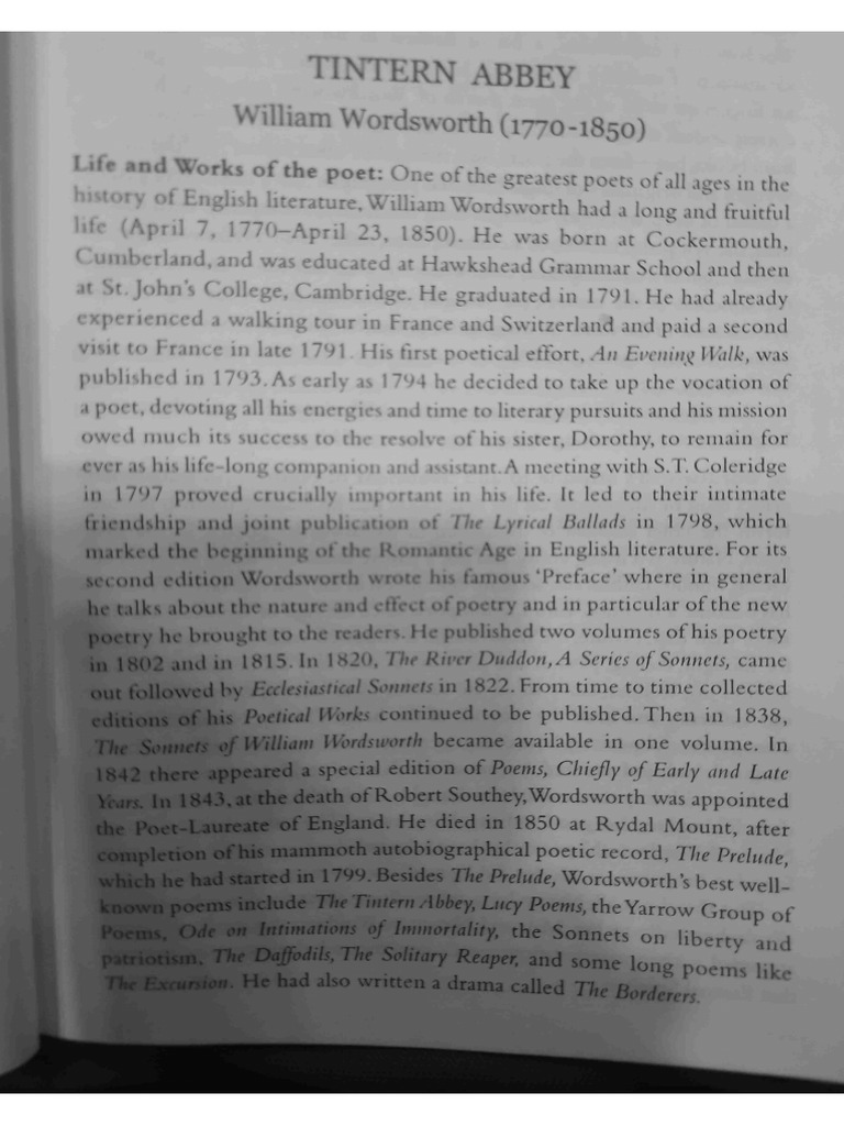 Tintern Abbey ' | PDF