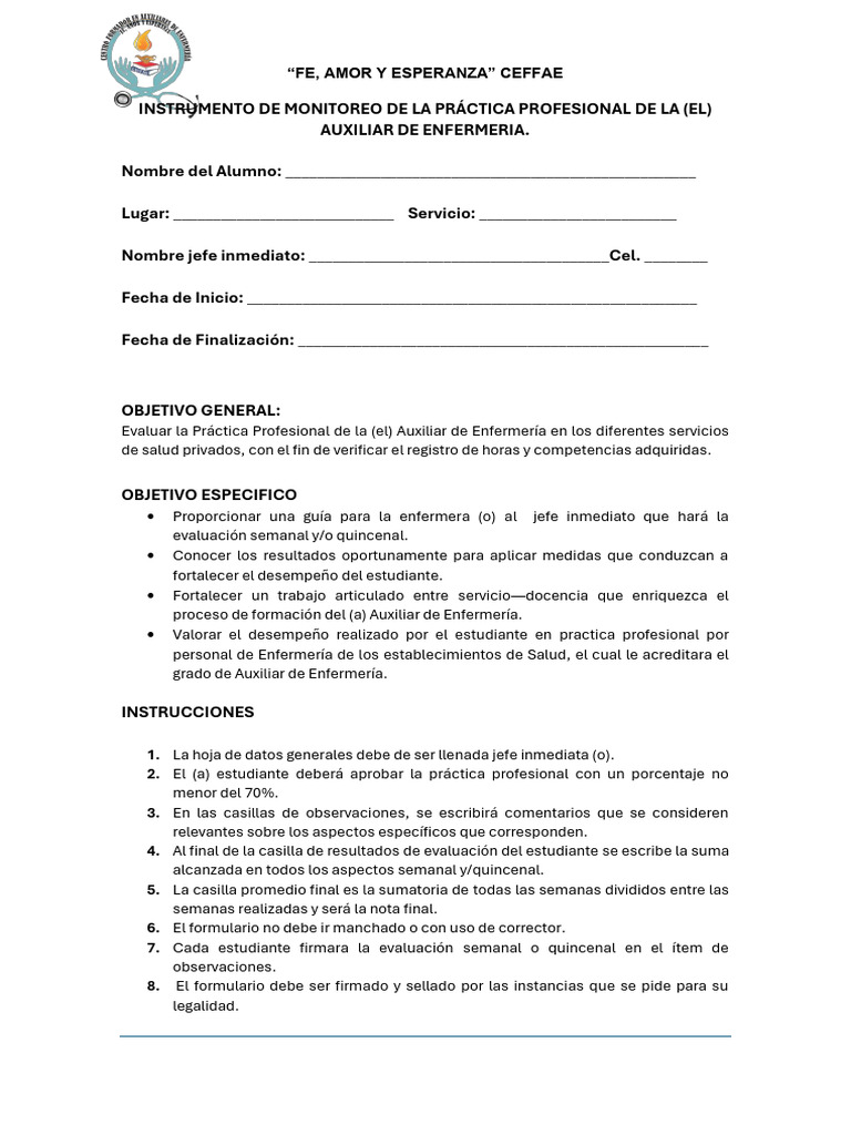 Instrumento de Monitoreo de La Pr-Ctica Profesional | PDF | Enfermería | Medicina