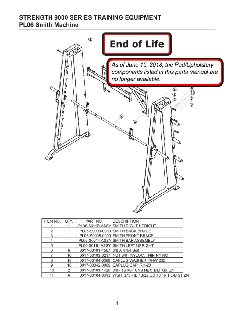 PM P9000 PL06 Smith Machine English | PDF | Nut (Hardware) | Screw