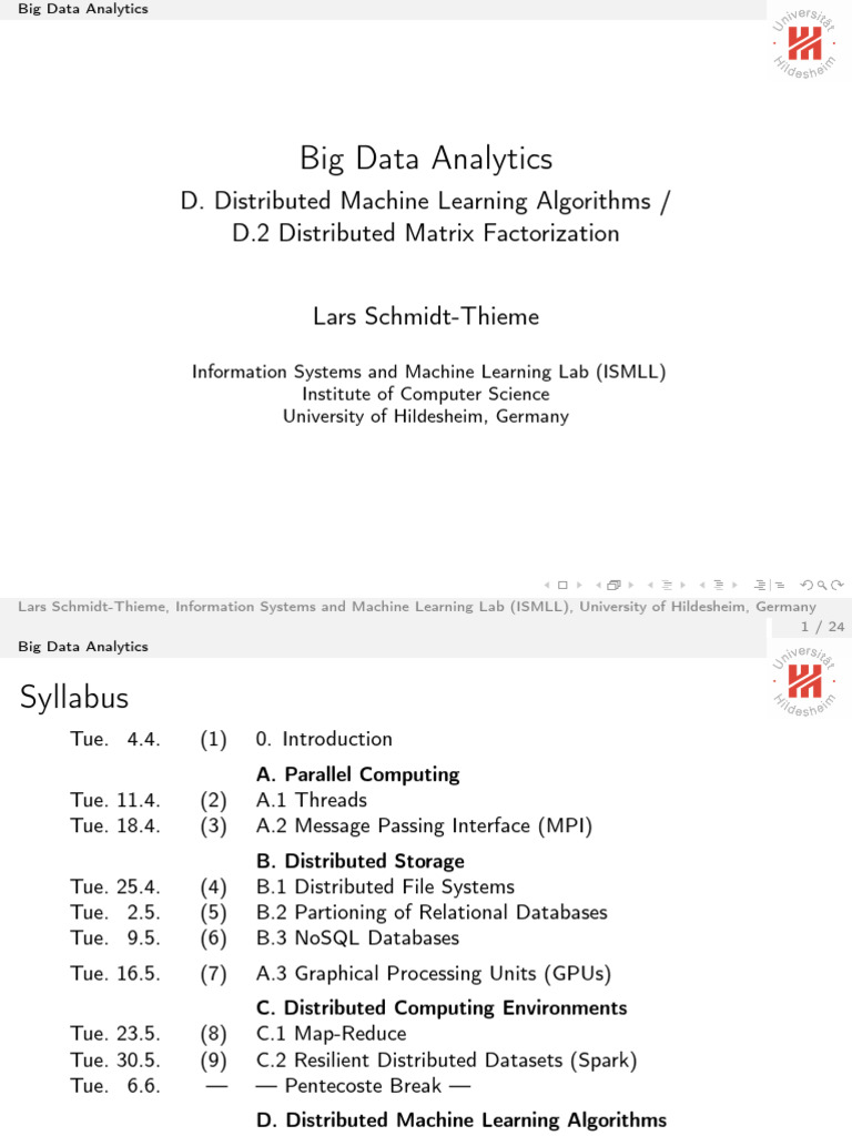 BD 09 Parallel MF | PDF | Apache Hadoop | Cluster Analysis