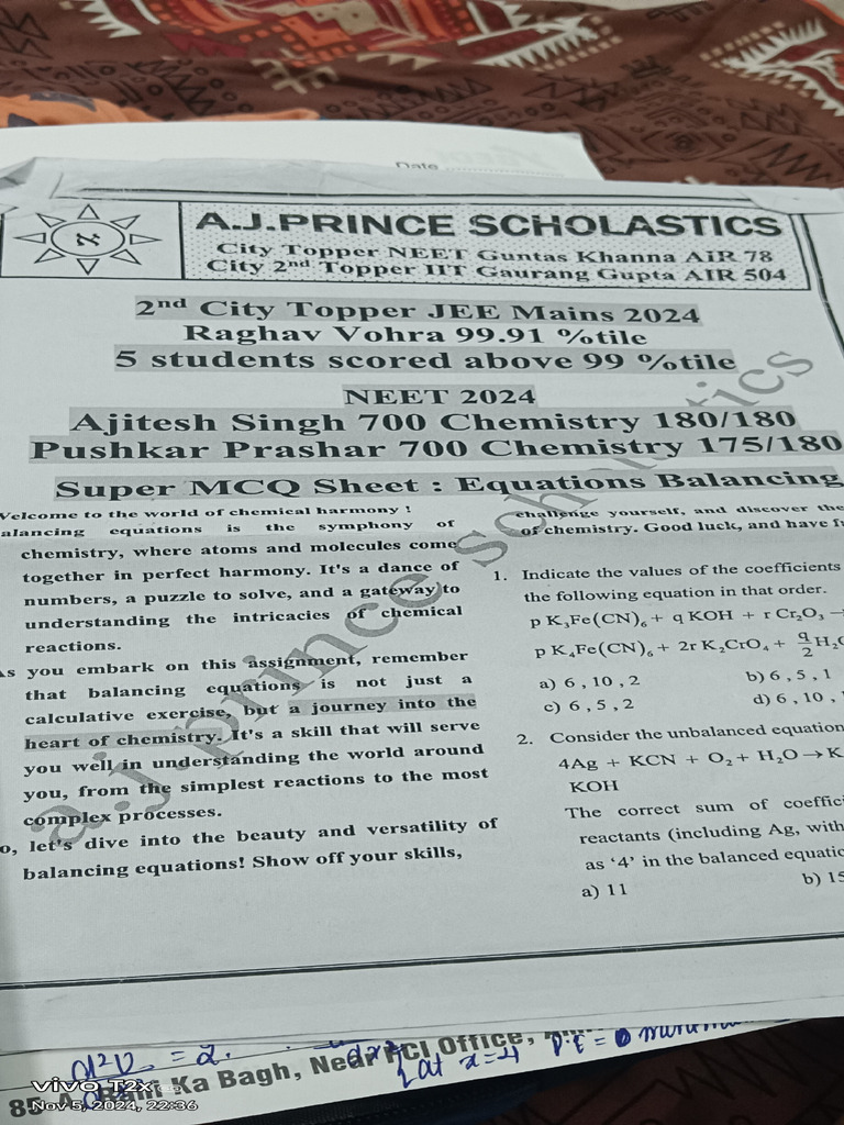 Equation Balancing Practice | PDF