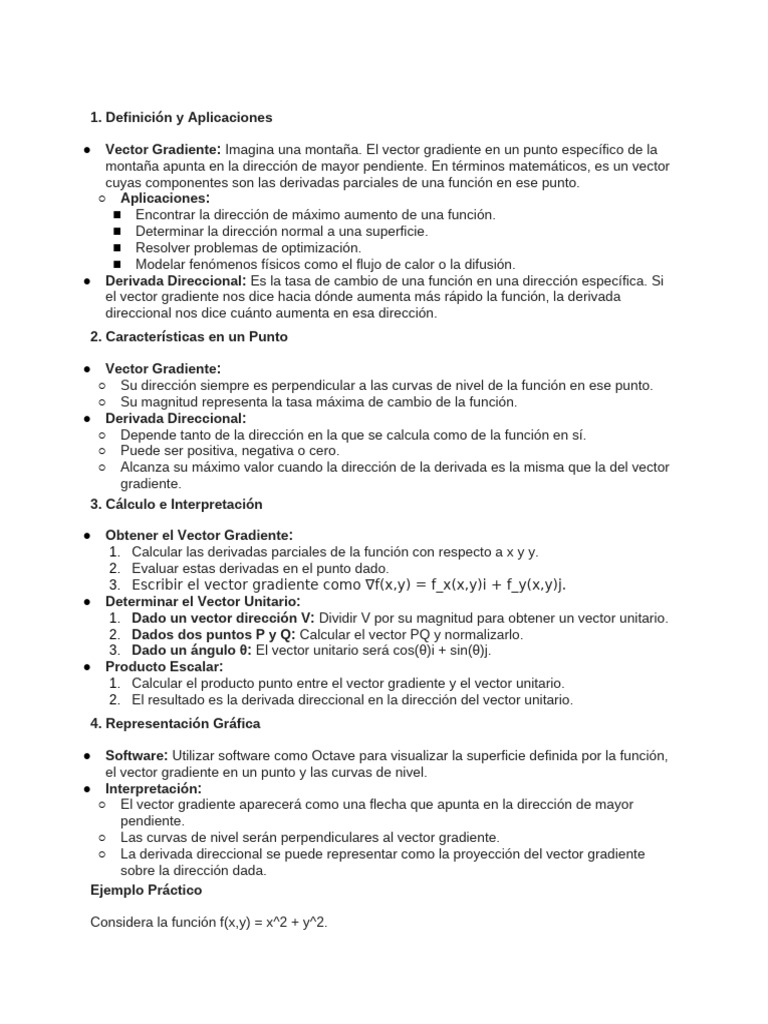 Vector Gradiente y Derivada Direccional | PDF | Degradado | Vector ...