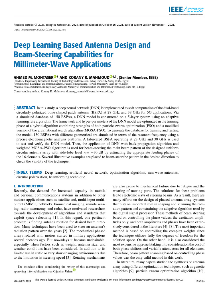 Deep Learning Based Antenna Design and Beam-Steering Capabilities For Millimeter-Wave ...