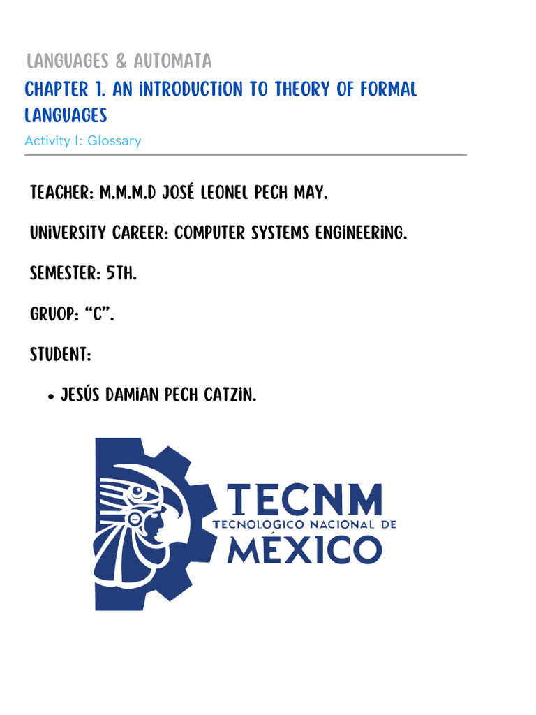 Glossary - Languages and Automata | PDF | Automata Theory | String (Computer Science)