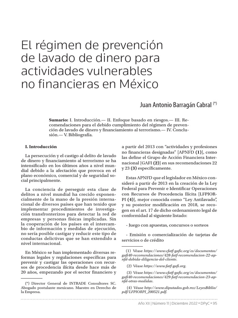 El Regimen de Prevención de LD para Actividades Vulnerables en México | PDF | Multa (pena ...