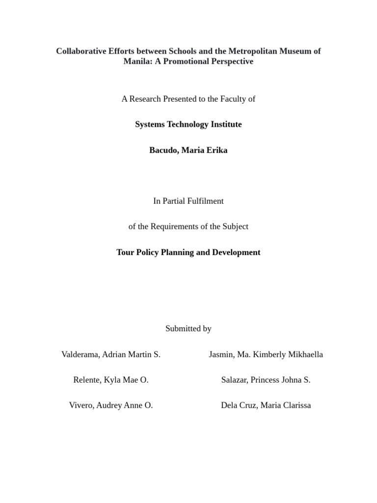 Tour Policy Metropolitan Museum1 | PDF | Teachers | Lesson Plan